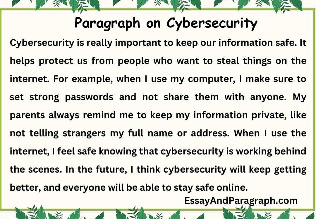 Paragraph on Cybersecurity (100, 150, 200, 250 And 300 words)