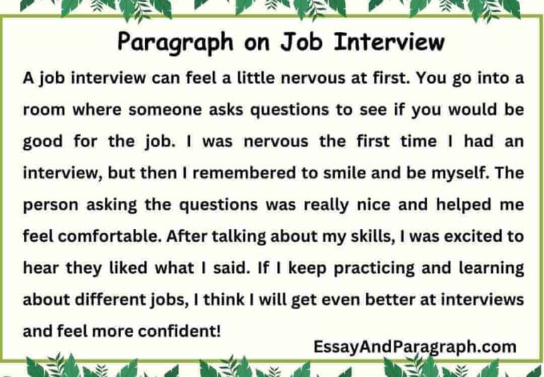 Paragraph on Job Interview (100, 150, 200, 250 And 300 words)