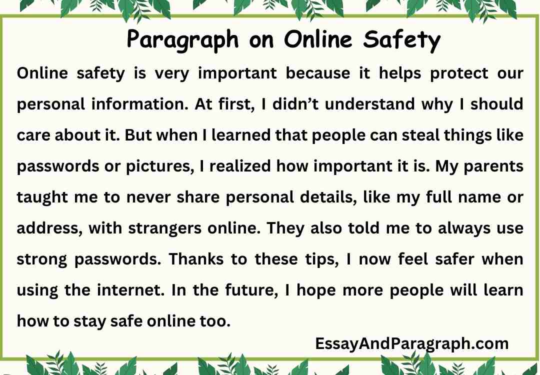 Paragraph on Online Safety (100, 150, 200, 250 And 300 words)