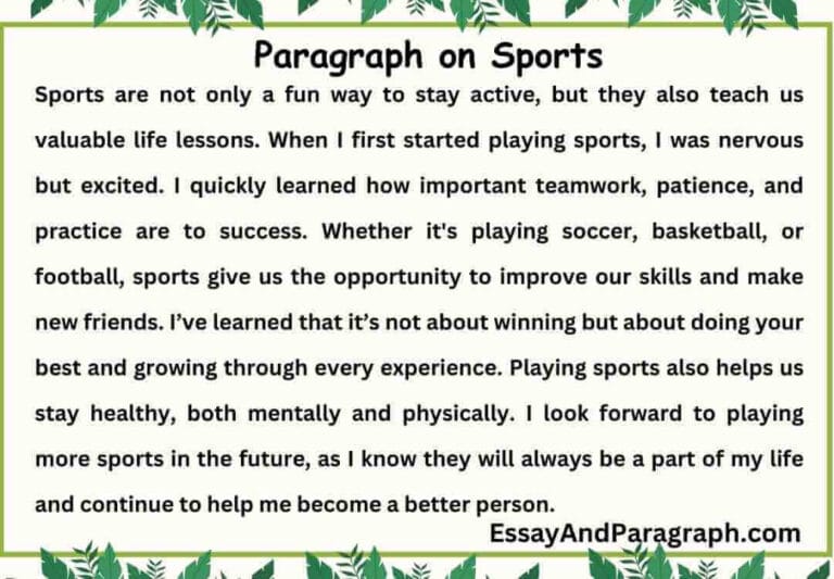 Paragraph on Sports (100, 150, 200, 250 And 300 words)