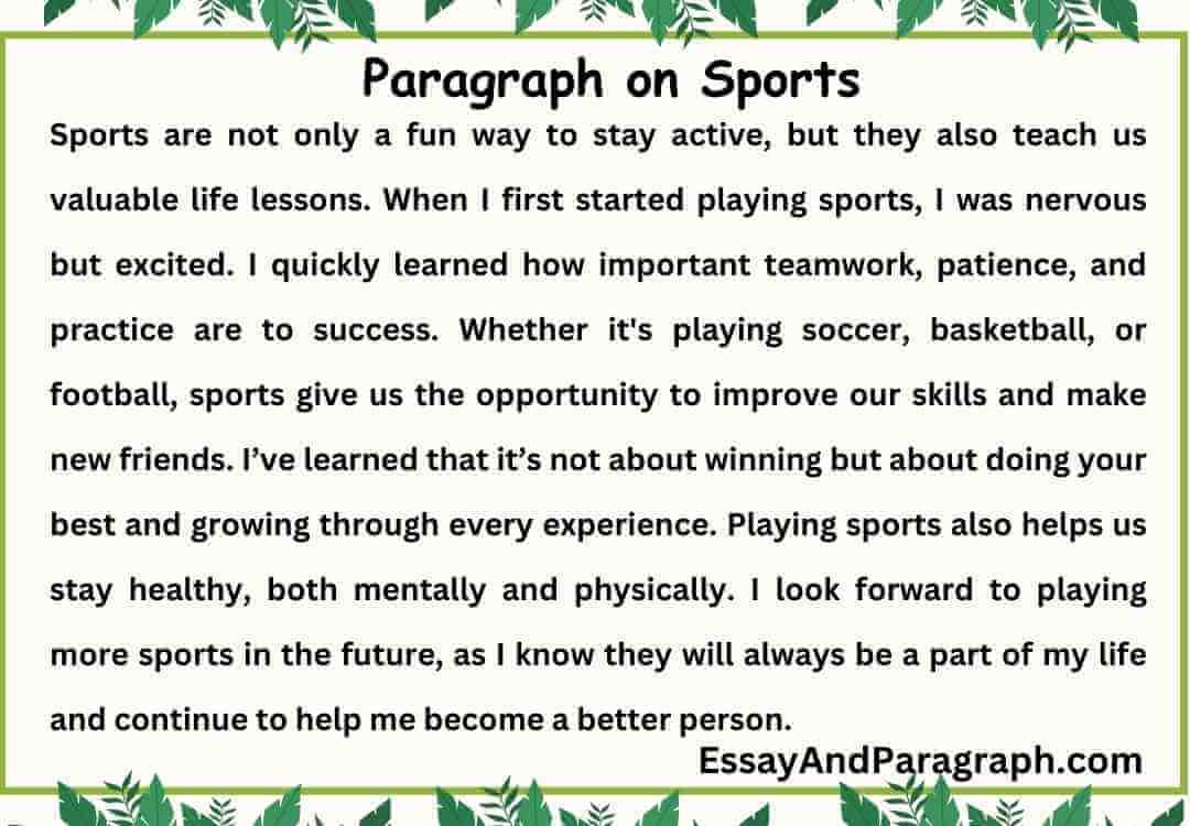 Paragraph on Sports (100, 150, 200, 250 And 300 words)