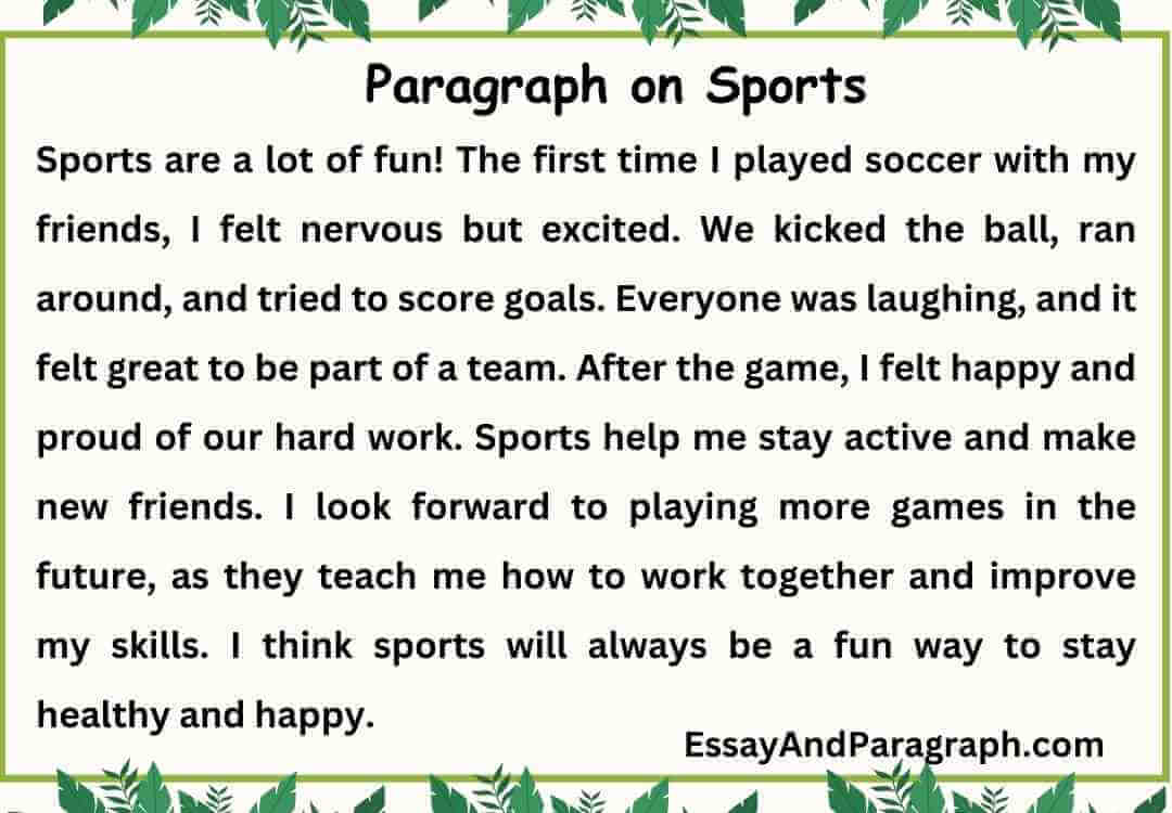 Paragraph on Sports (100, 150, 200, 250 And 300 words)