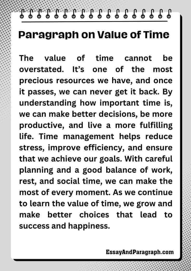 Paragraph on Value of Time in English (100, 150, 200, 250 And 300 Words)
