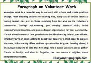 Paragraph on Volunteer Work (100, 150, 200, 250 And 300 words)