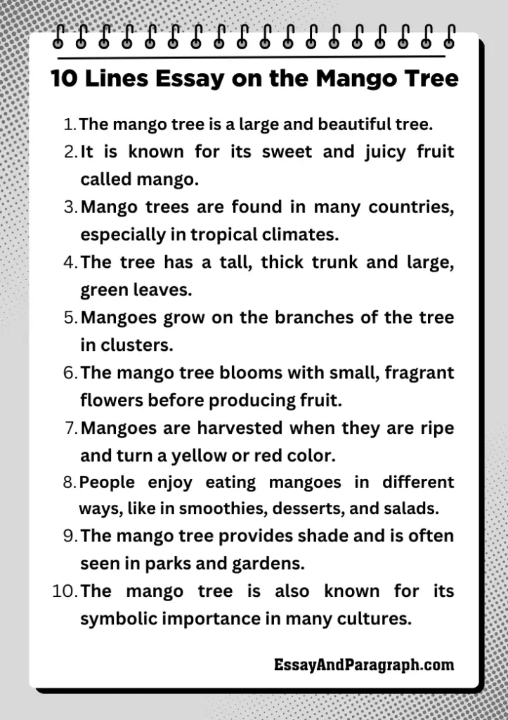 Short and Long Essay on the Mango Tree