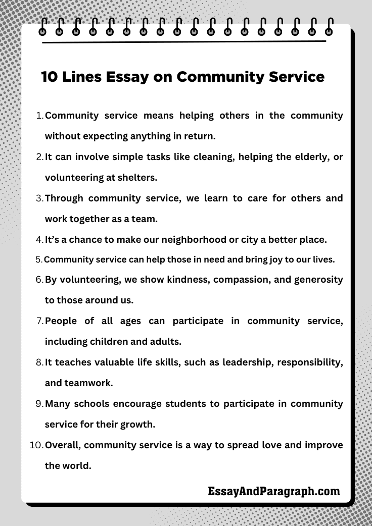 Essay on Community Service (100, 150, 200, 250, 500 words and 10 Lines)