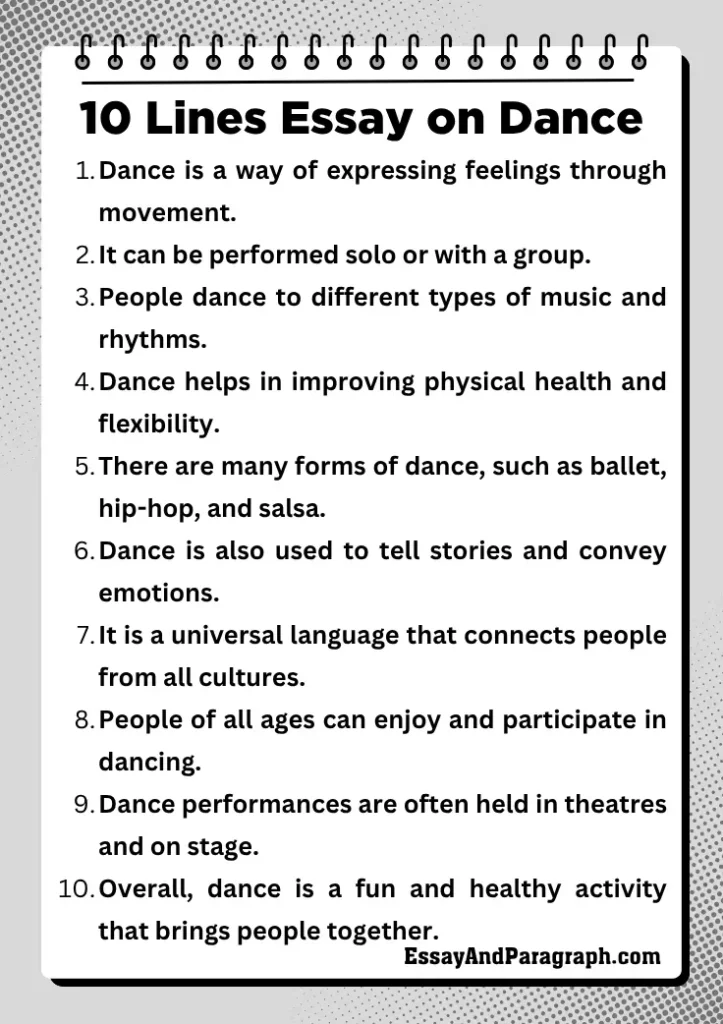 Essay on Dance (100, 150, 200, 250, 500 Words and 10 Lines ...
